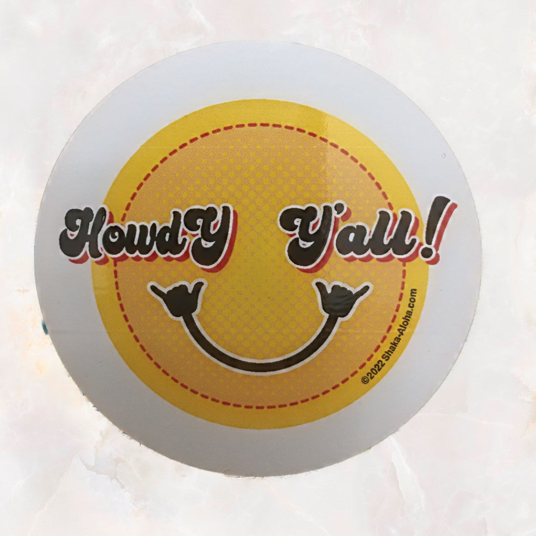 Howdy Y'all Smiley Sticker – Ultra Hot Graphics